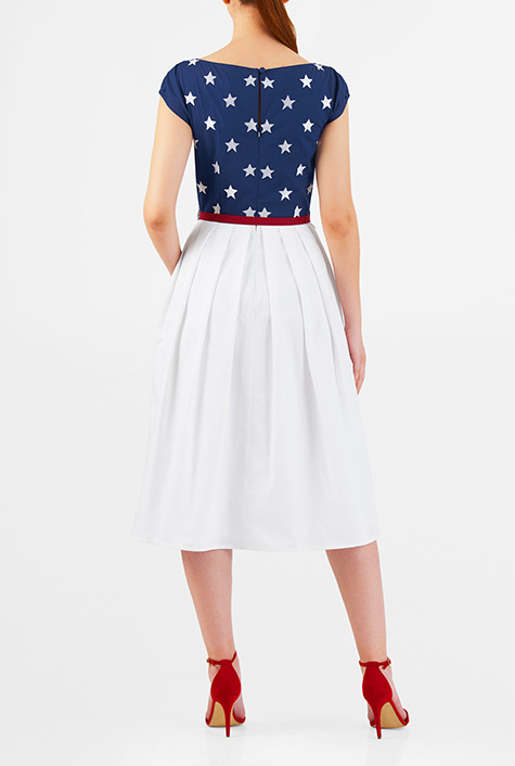 Shop Star embellished cotton poplin belted dress | eShakti