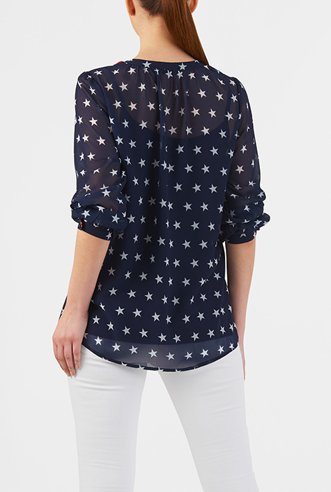 Shop Stars and stripes georgette print tunic | eShakti