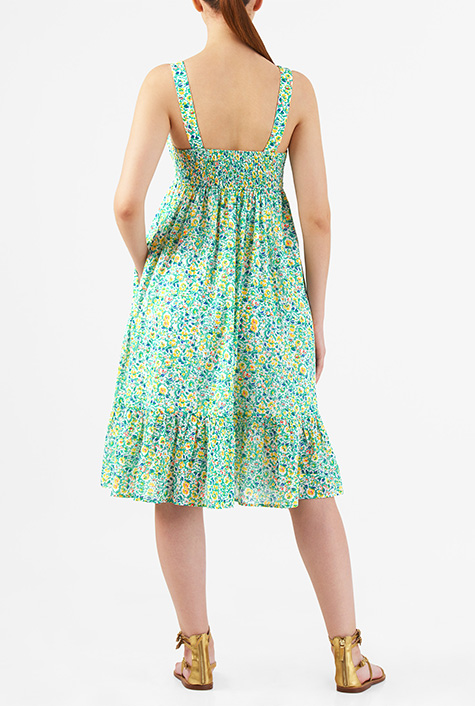 Shop Floral print cotton empire sundress | eShakti