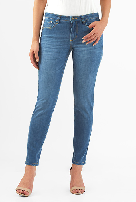 Shop Medium blue denim skinny jeans | eShakti