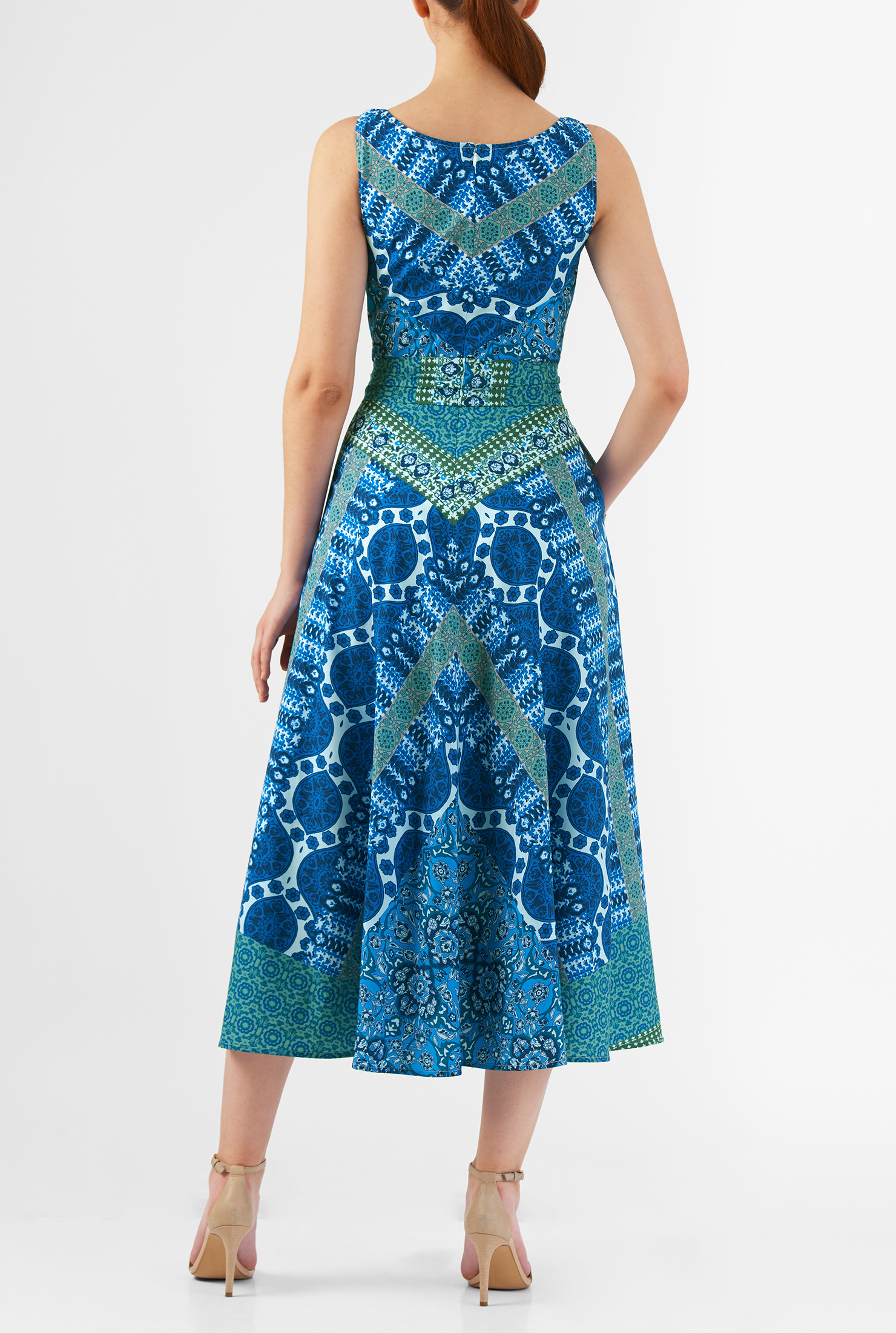 Shop Tile print crepe midi dress | eShakti