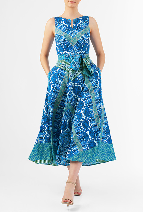 Shop Tile print crepe midi dress | eShakti