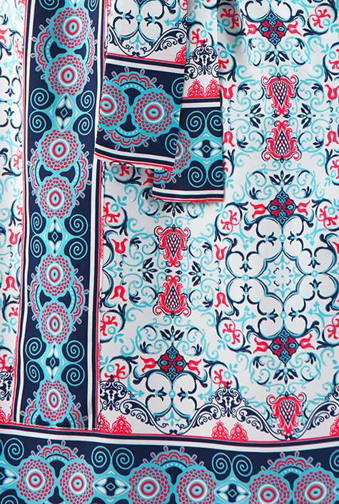 Shop Tile print crepe sash tie shift dress | eShakti