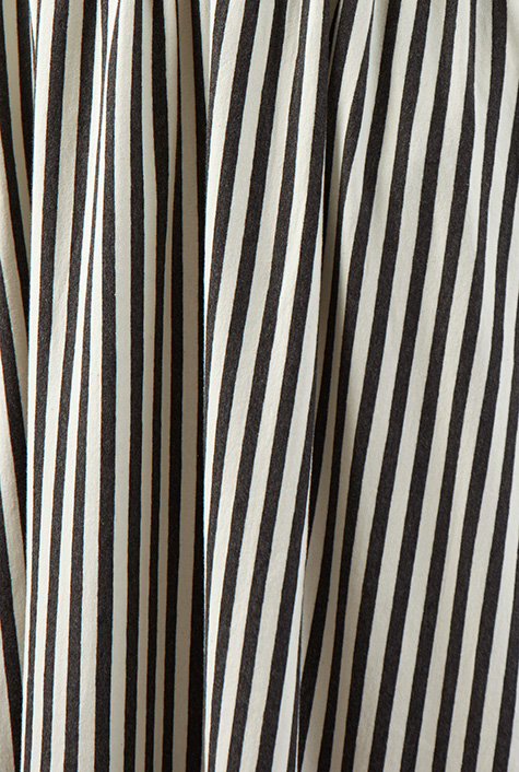 Shop Ruched waist stripe cotton knit midi dress | eShakti