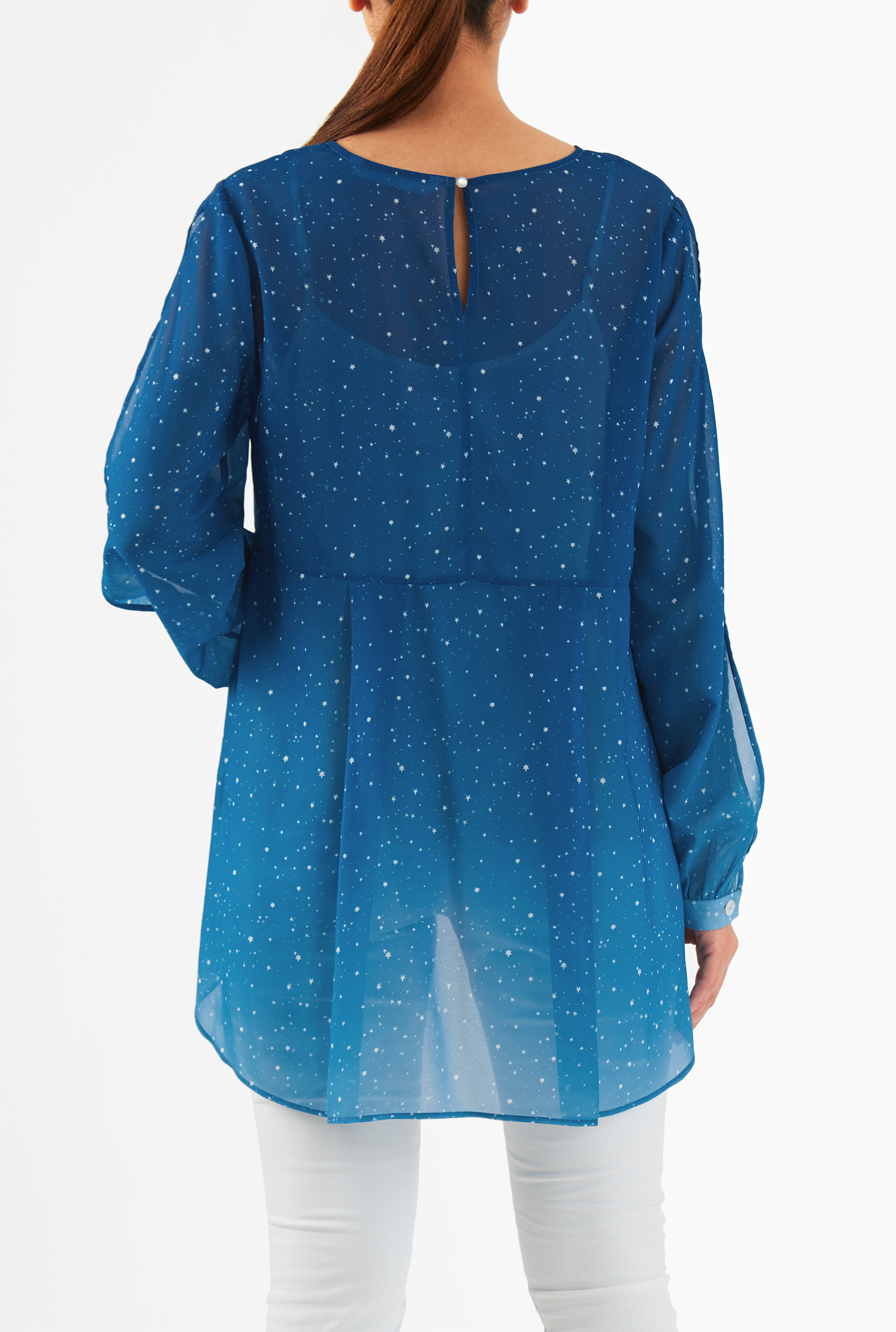 Shop Star print georgette split sleeve top | eShakti