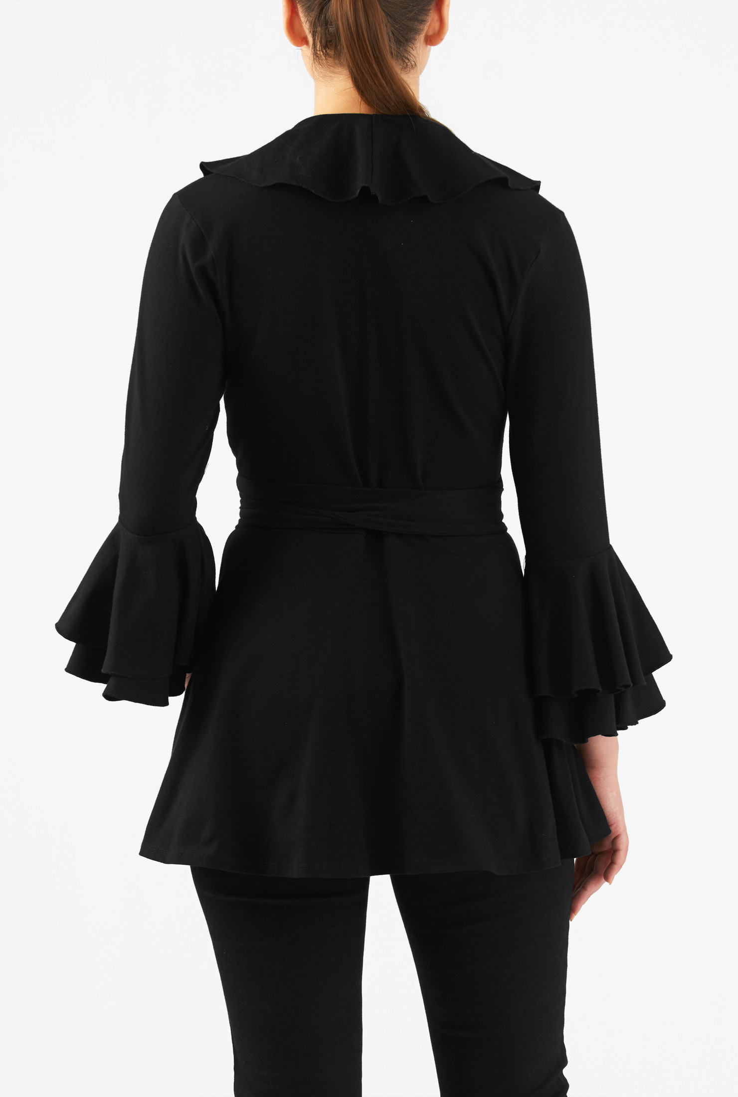 Shop Ruffle cotton knit wrap top | eShakti