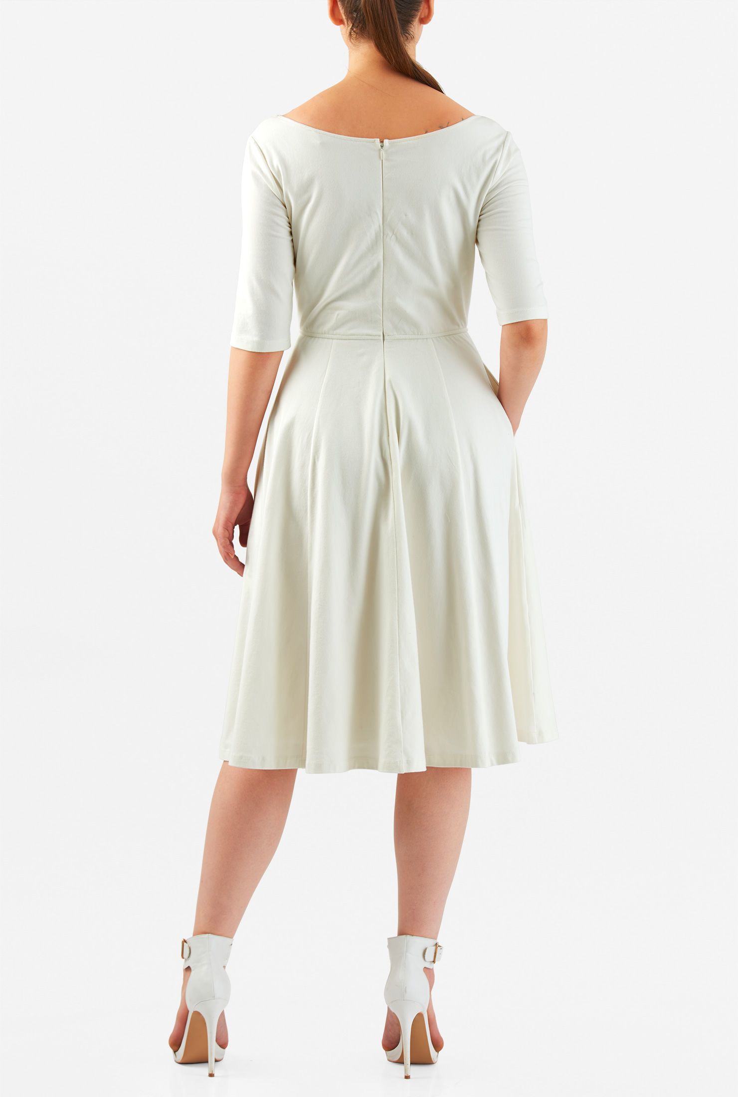 Shop Cotton knit fit-and-flare dress | eShakti