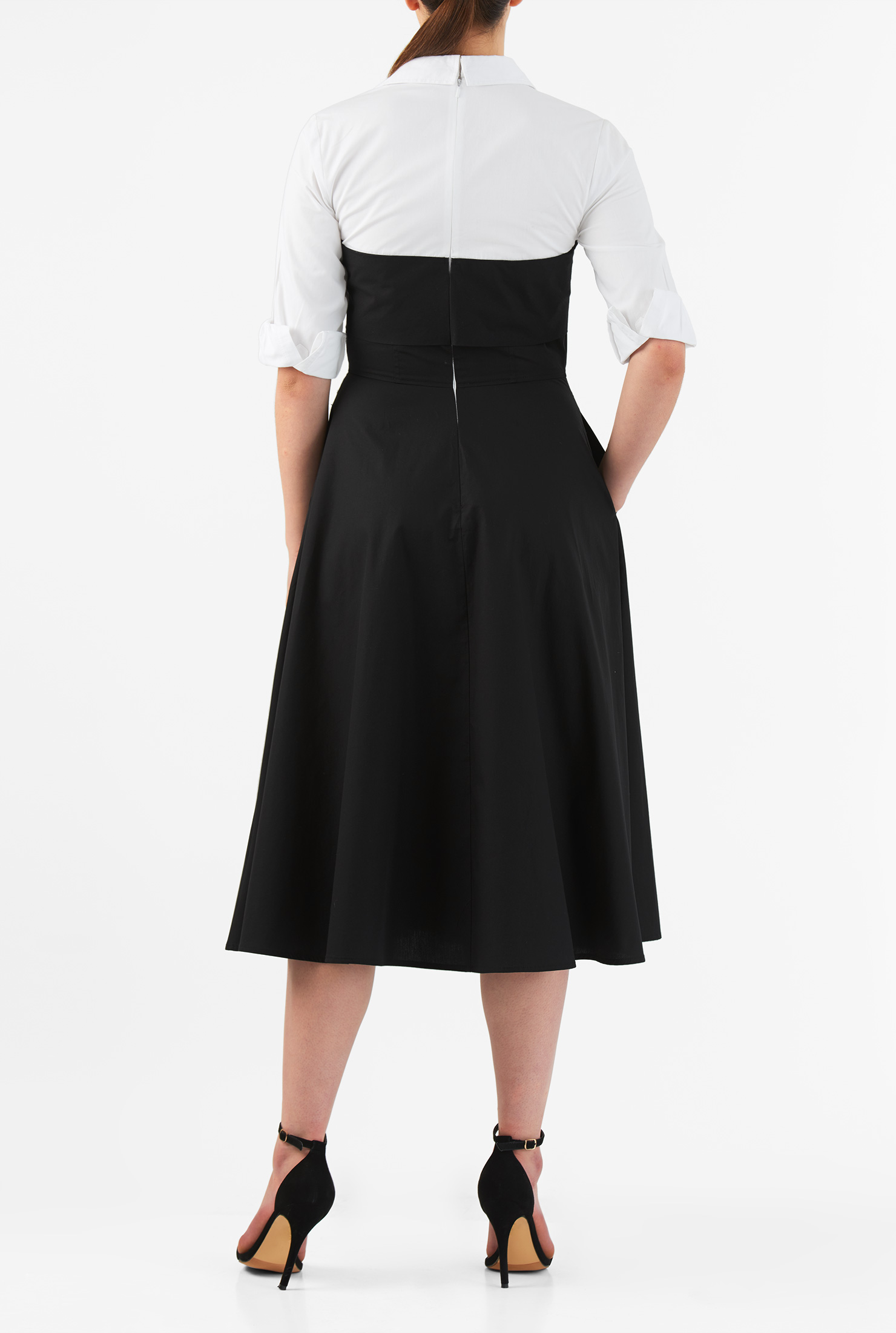 Shop Colorblock cotton poplin shirtdress | eShakti