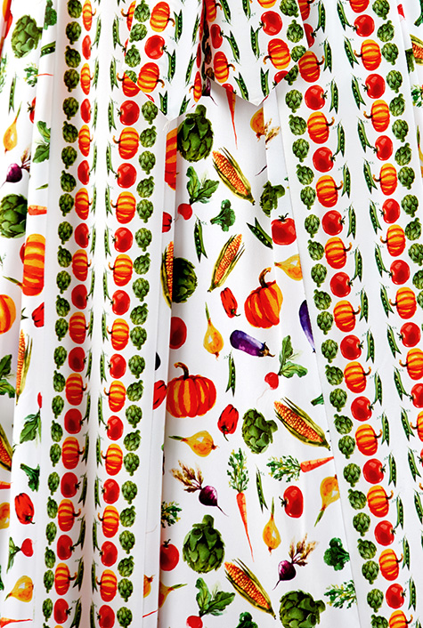 Shop Vegetable print crepe sash tie dress | eShakti