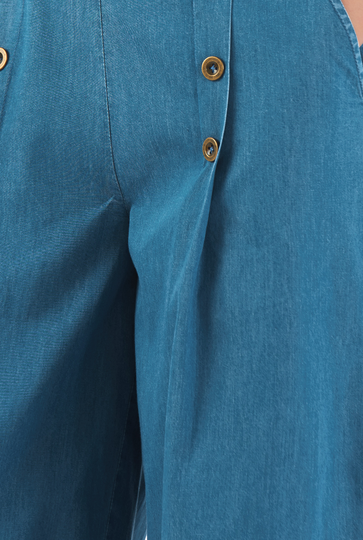 Shop Chambray denim tank top and button pleat shorts | eShakti