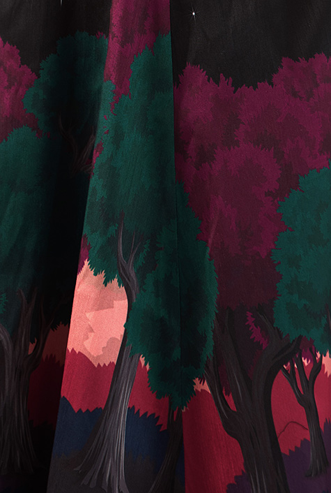 Shop Tree print split neck dupioni dress | eShakti