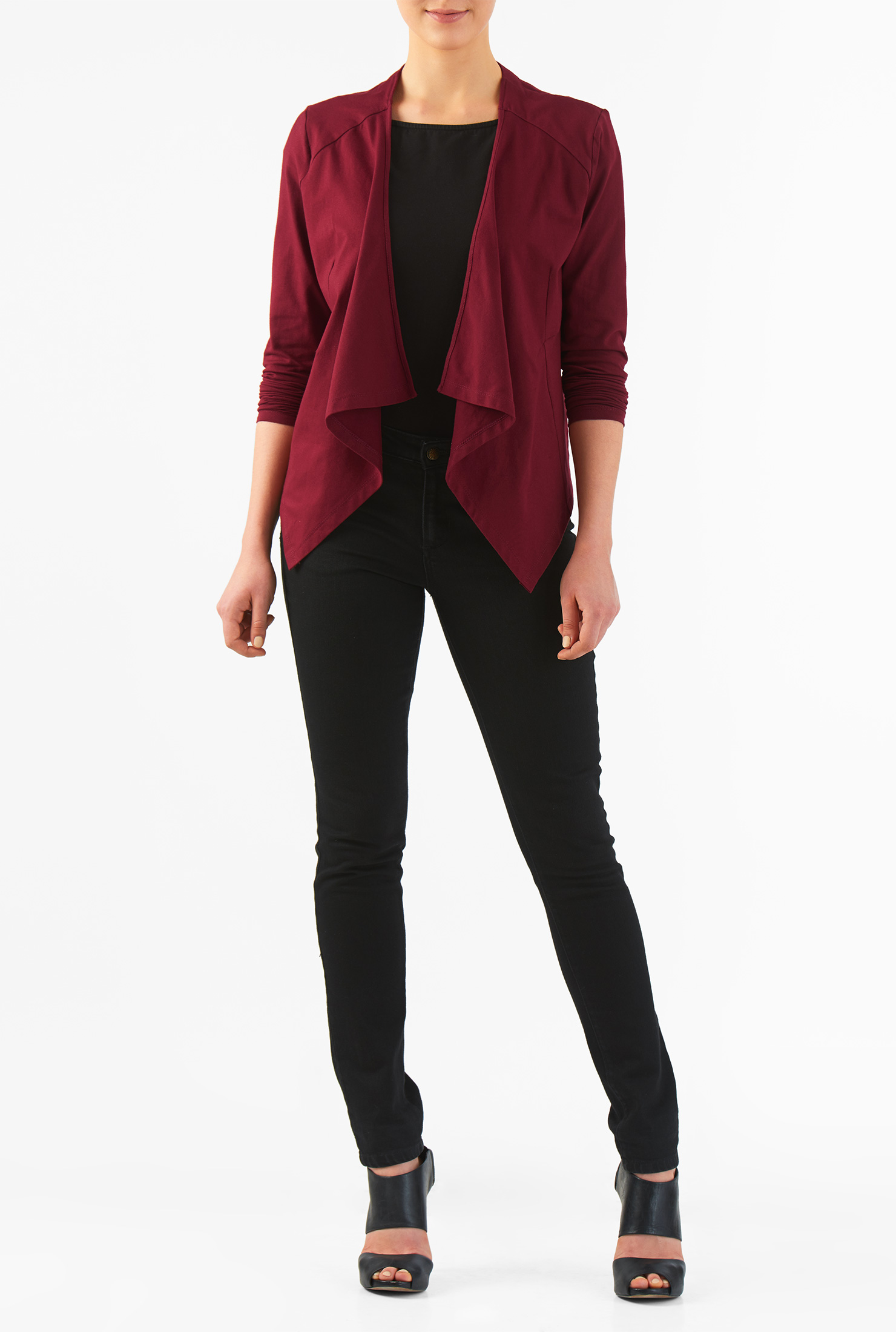 Shop Cotton knit drape front cardigan | eShakti