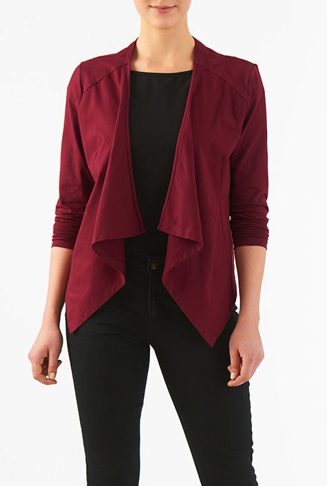 Shop Cotton knit drape front cardigan | eShakti