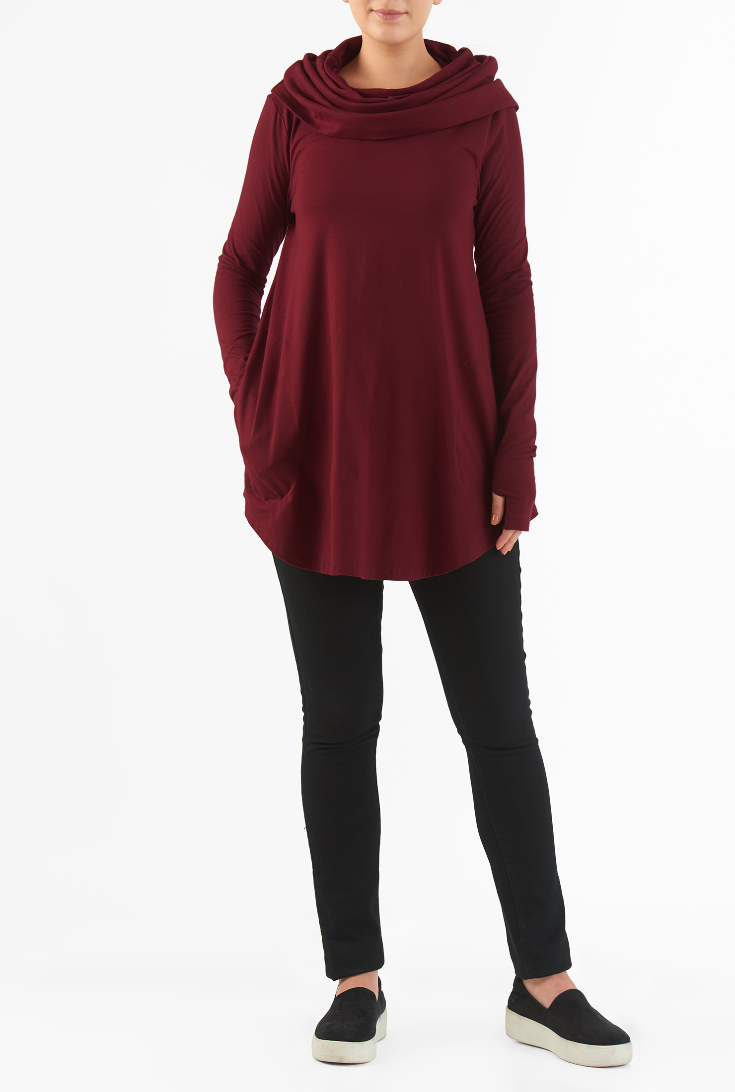 Shop Cowl neck cotton knit top | eShakti