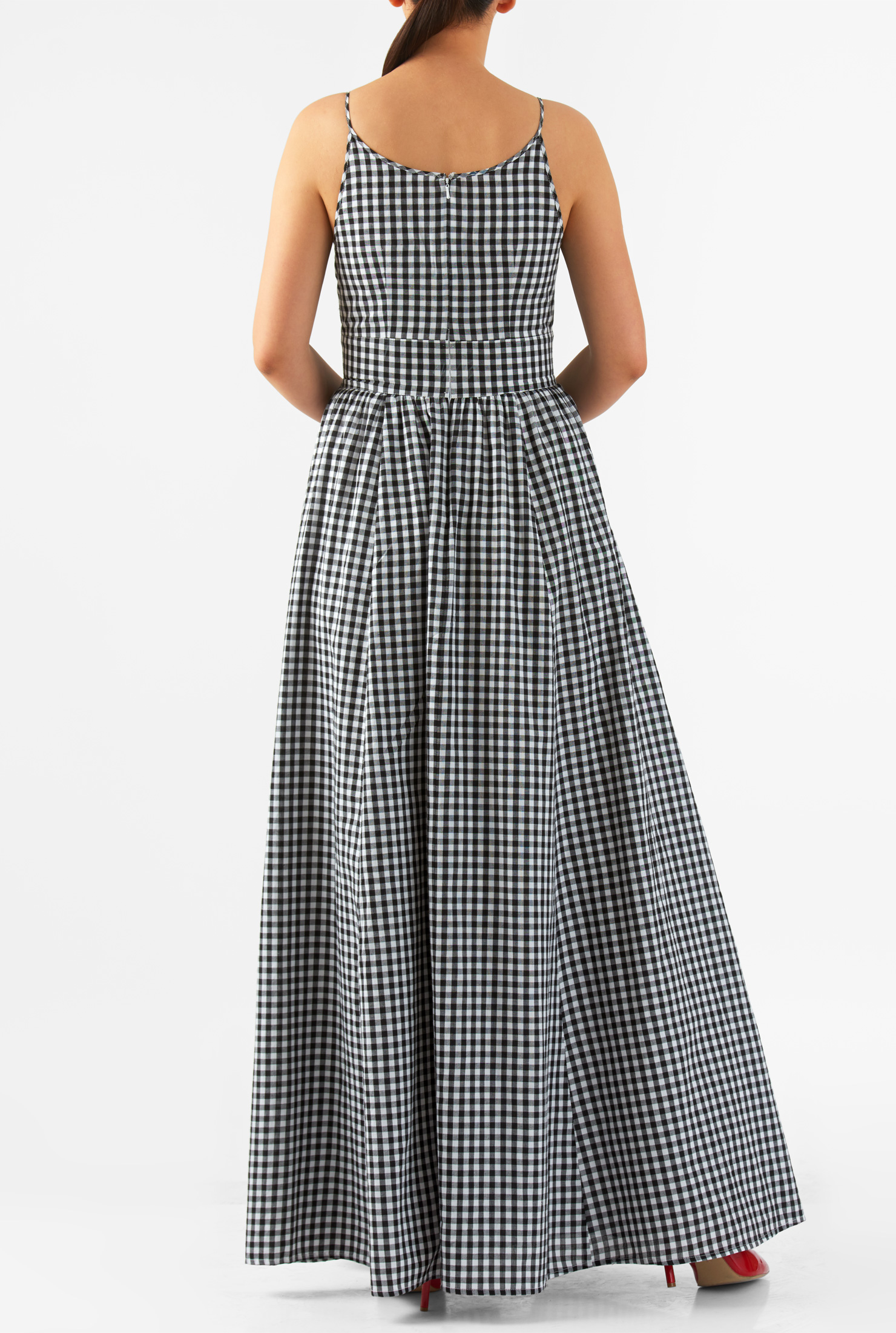 Shop Rose embellished gingham check maxi dress | eShakti