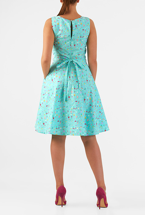 Shop Fun garden print cotton belted dress | eShakti