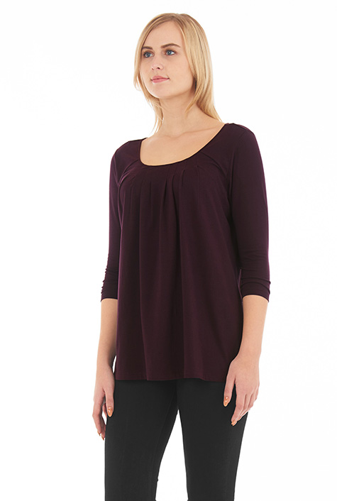 Shop Pleat front cotton knit top | eShakti