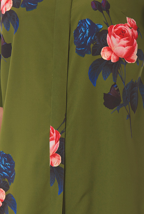 Shop Floral print crepe drawstring hem shift shirtdress | eShakti