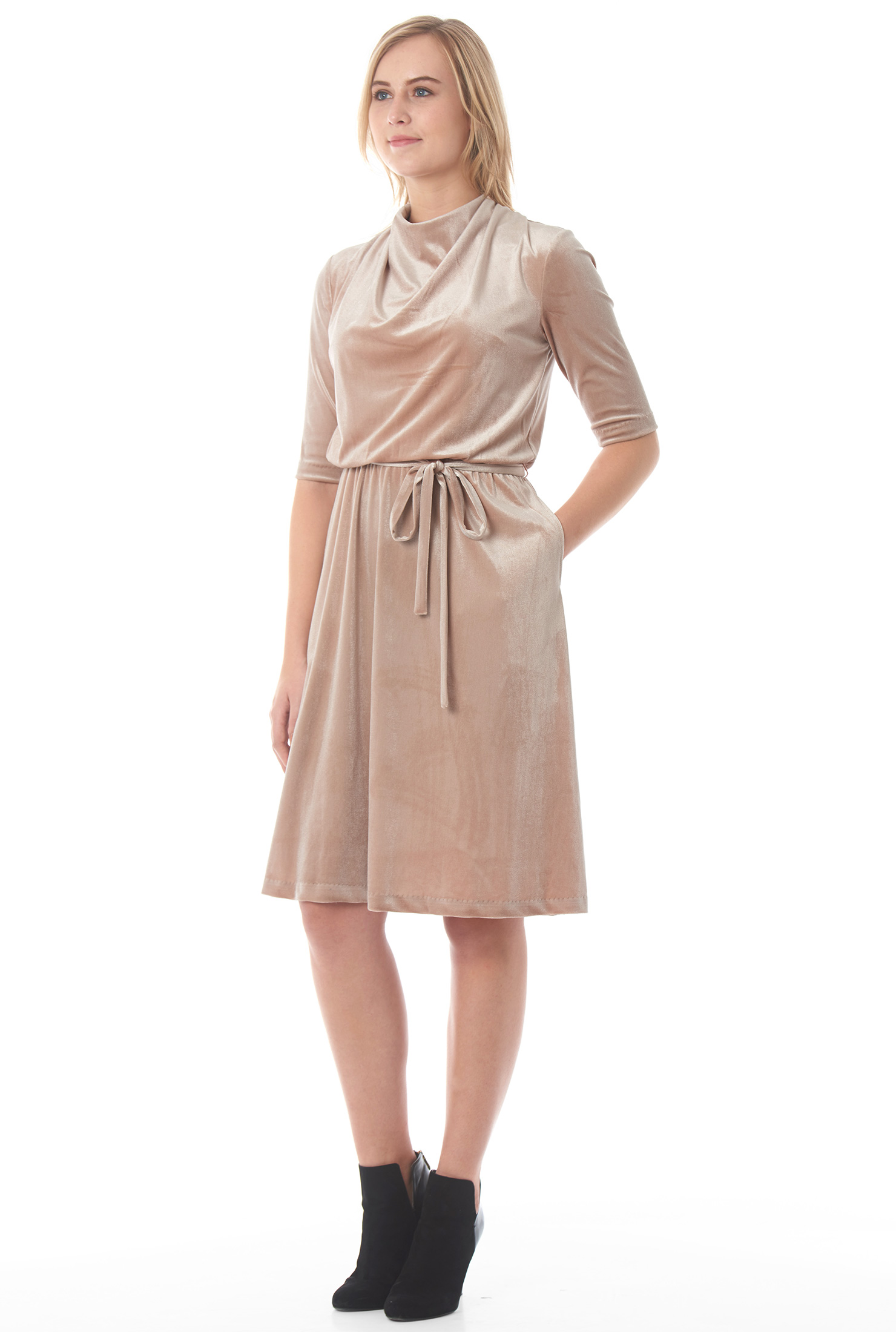 Shop High cowl neck velvet dress | eShakti