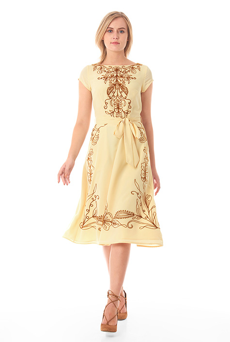Shop Filigree embellished crepe midi dress | eShakti