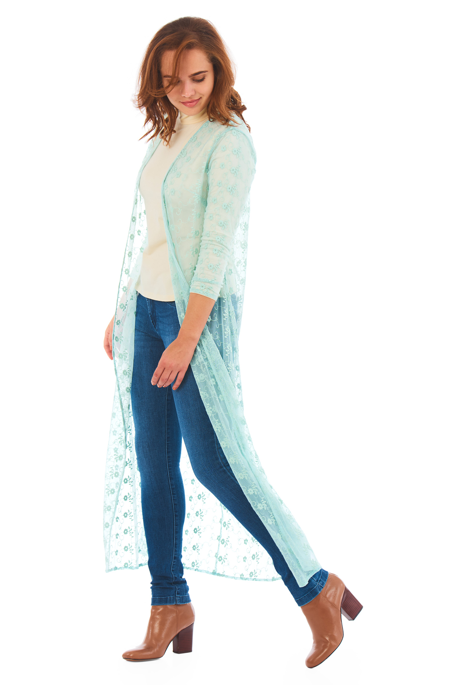 Shop Floral embellished tulle open front tulle robe | eShakti