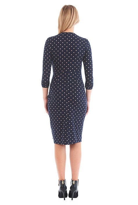 Shop Twist Pleat Polka Dot Cotton Knit Sheath Dress Eshakti