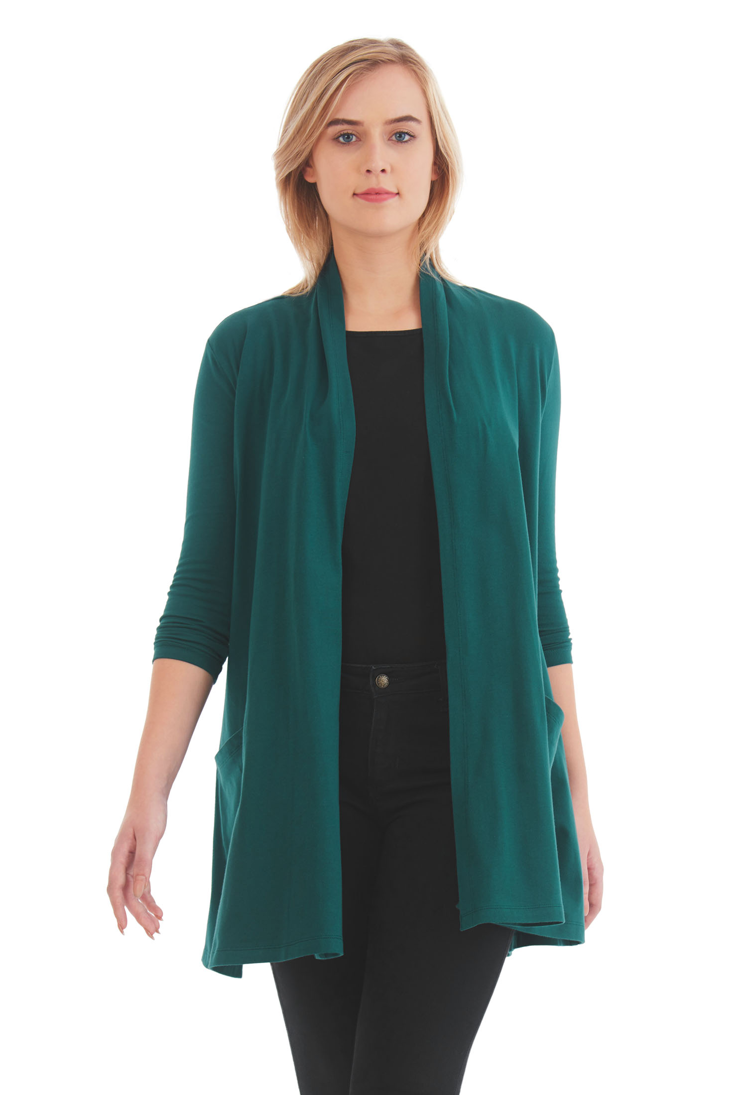 Shop Open front cotton knit cardigan | eShakti