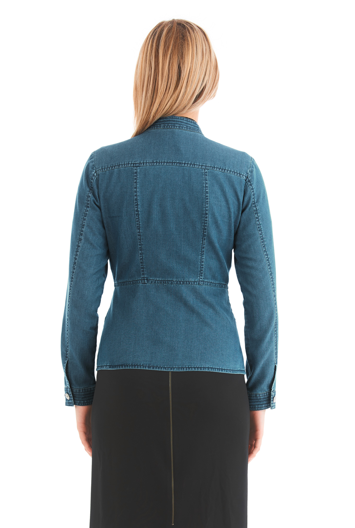 Shop Banded collar cotton denim jacket | eShakti