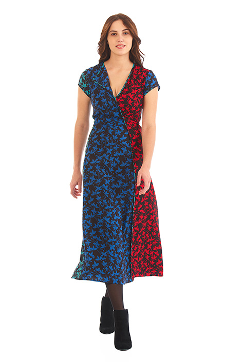 Shop Mixed floral print crepe pieced maxi dress | eShakti