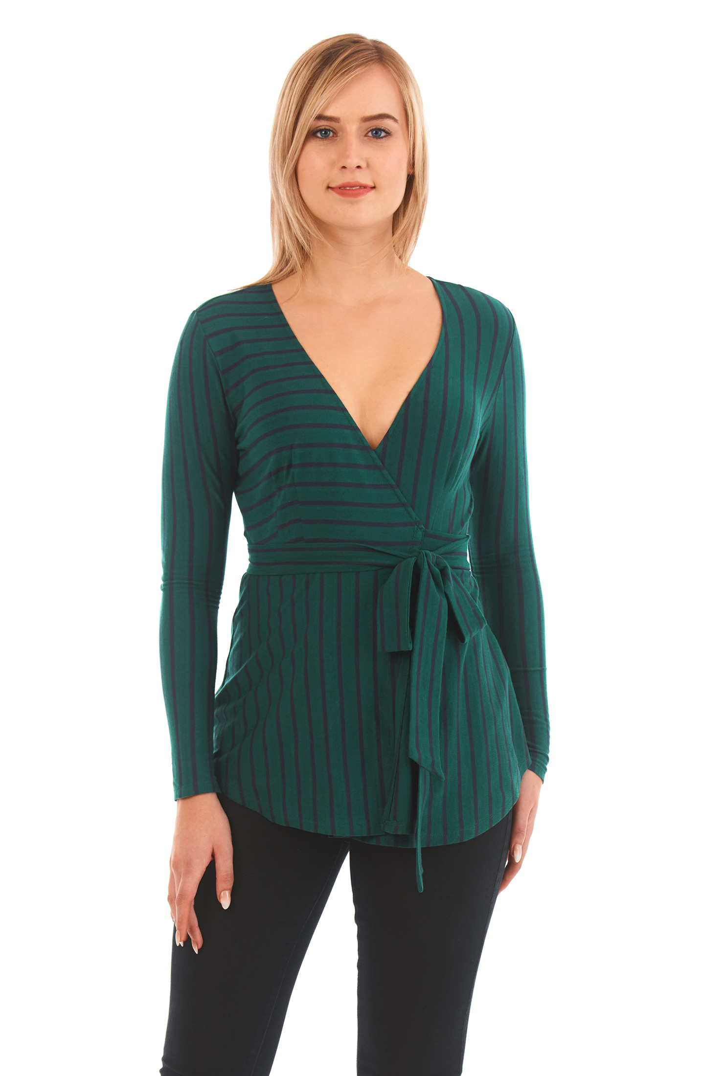 Shop Stripe cotton knit wrap top | eShakti