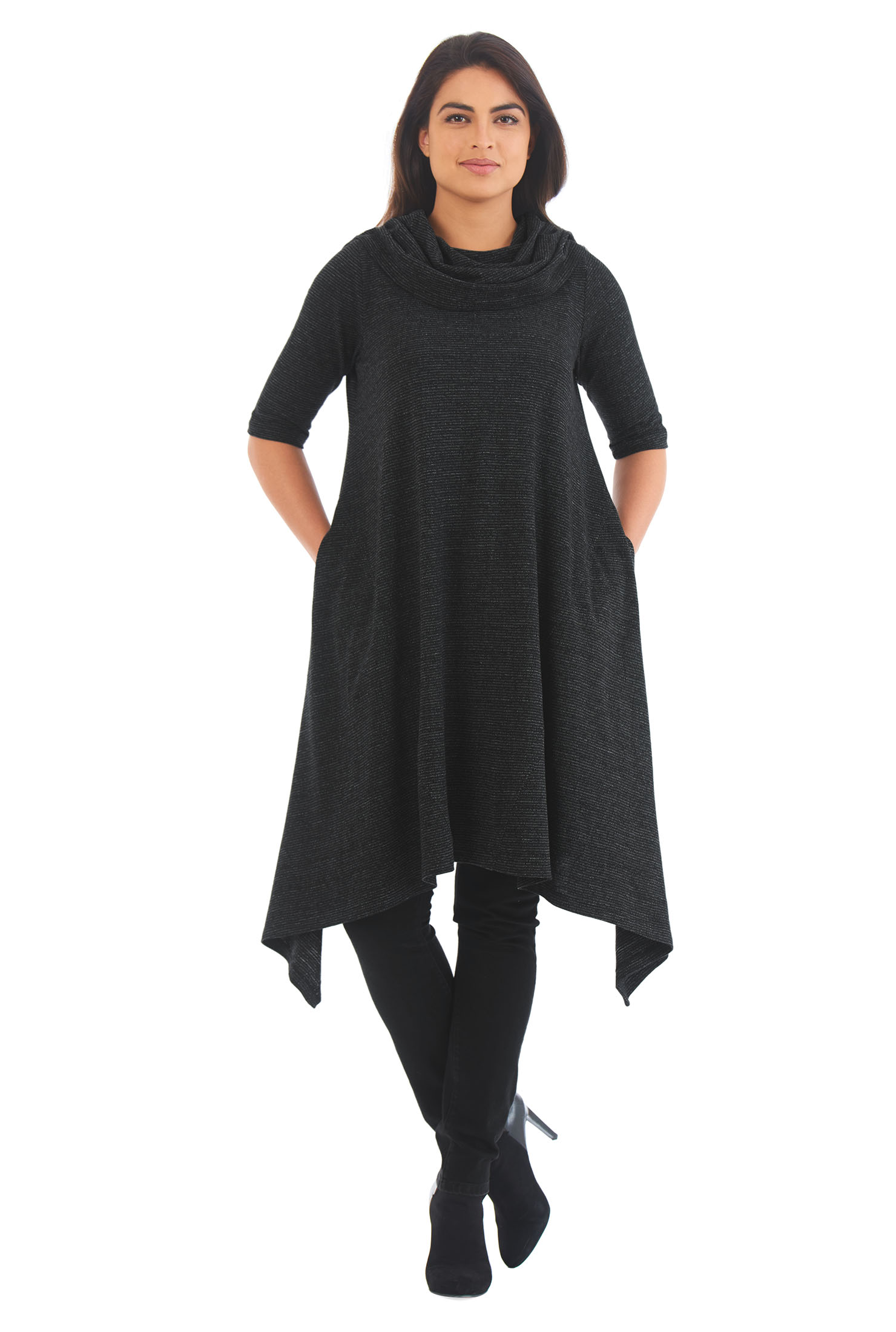 Shop Cowl neck cotton knit dress | eShakti