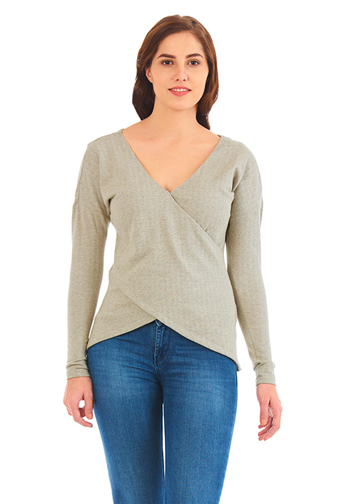 Shop Cross front herringbone knit blouse | eShakti