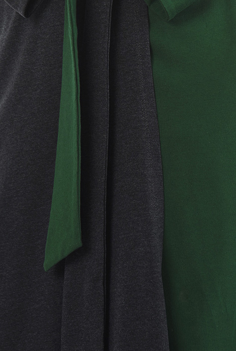 Shop Colorblock cotton knit wrap dress | eShakti