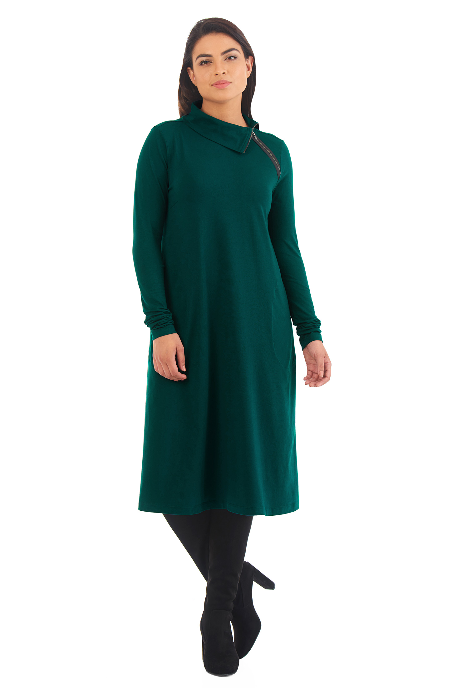 Shop Side zip cotton knit shift dress | eShakti