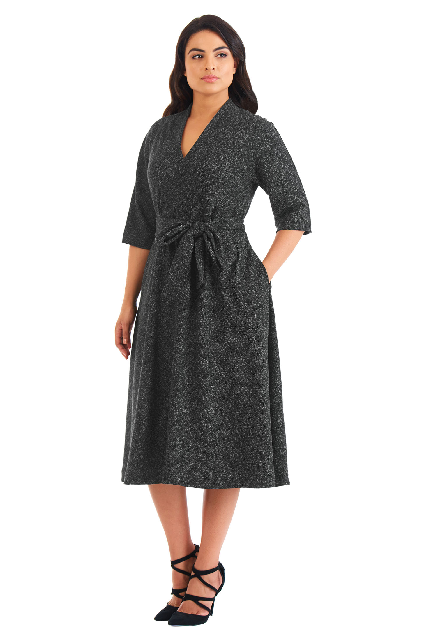 Shop Sash tie cross hatch shift dress | eShakti