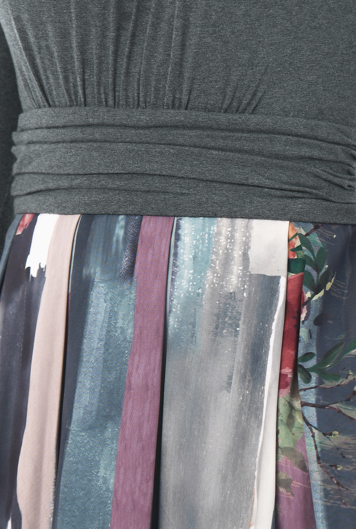 Shop Floral splash print mixed media dress | eShakti