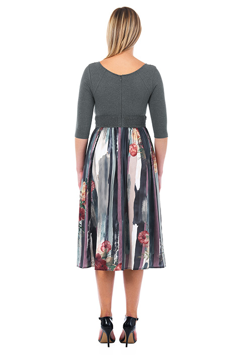 Shop Floral splash print mixed media dress | eShakti