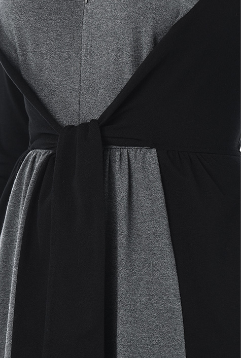 Shop Tie front colorblock cotton knit dress | eShakti