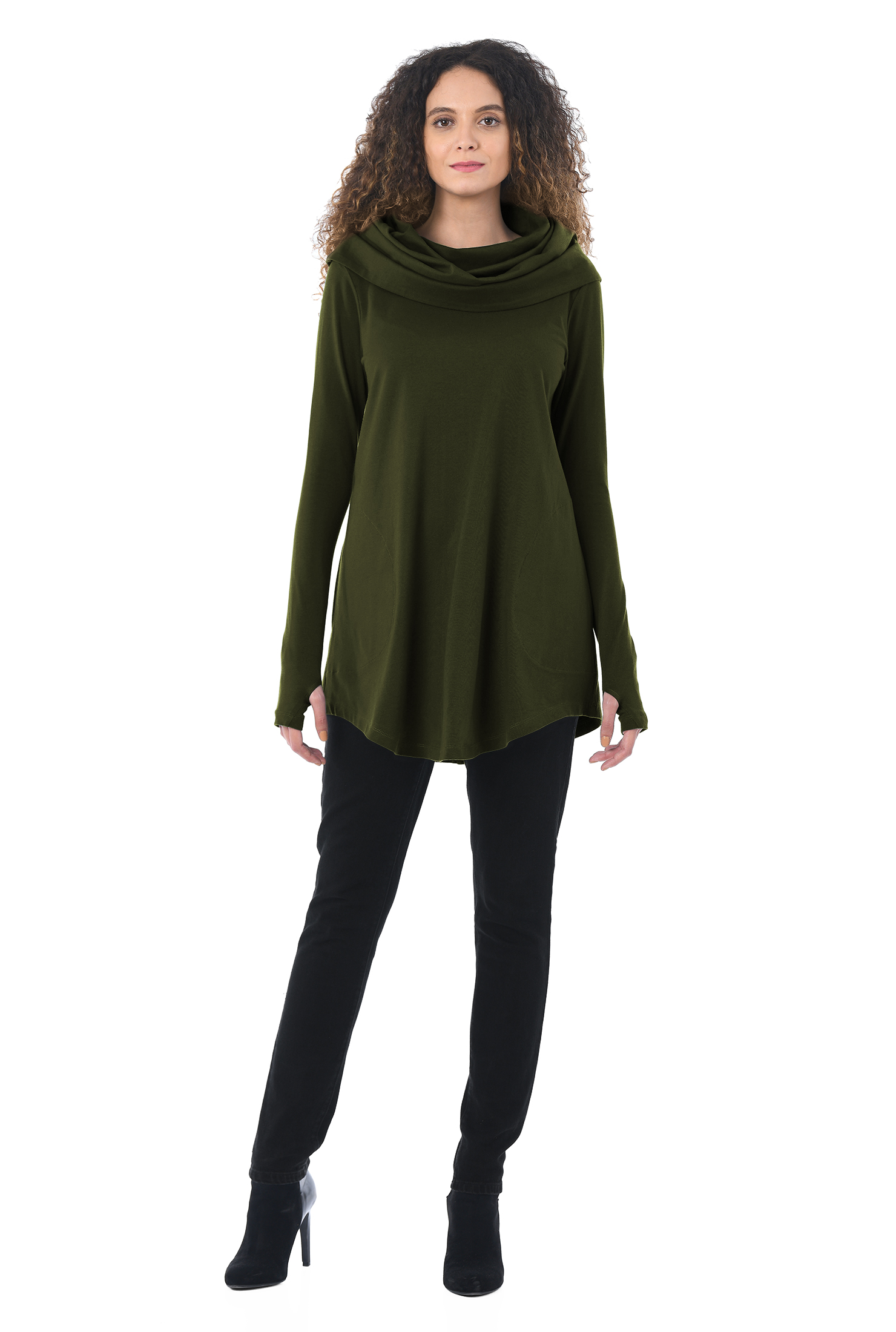 Shop Cowl neck cotton knit top | eShakti