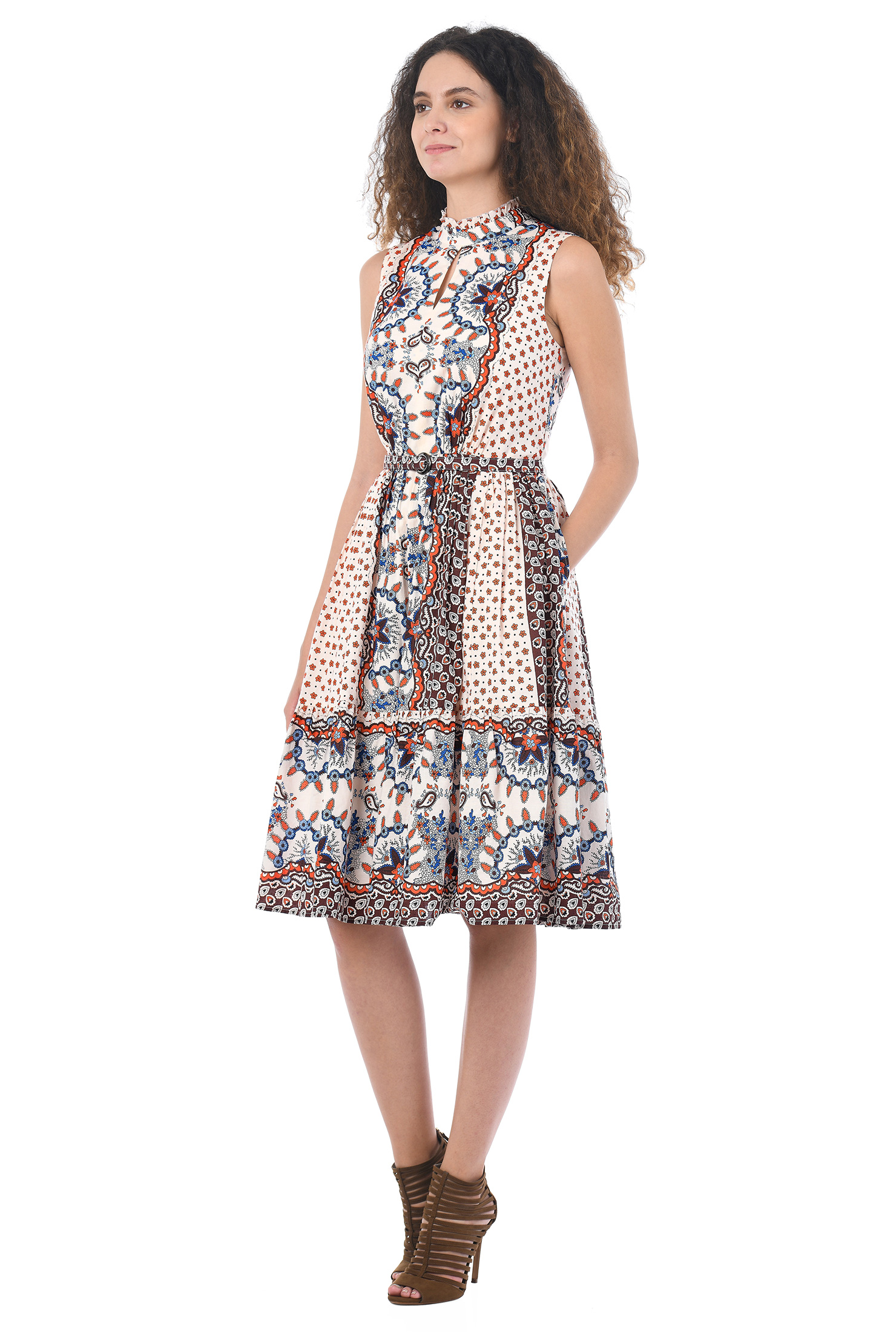 Shop Graphic floral print cotton dress | eShakti