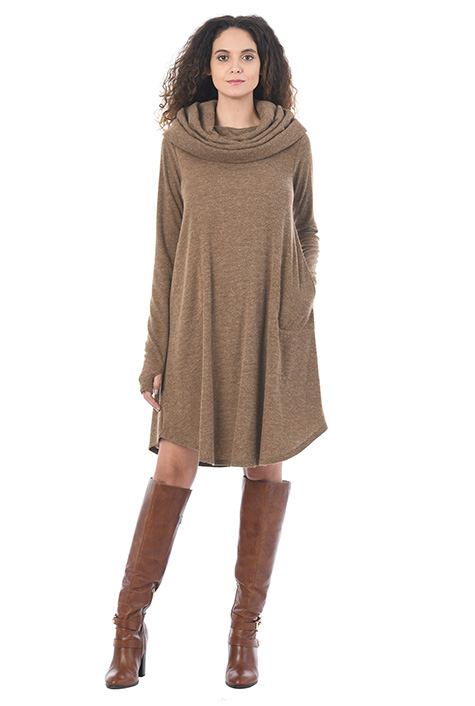 Shop Cowl neck sweater knit dress | eShakti
