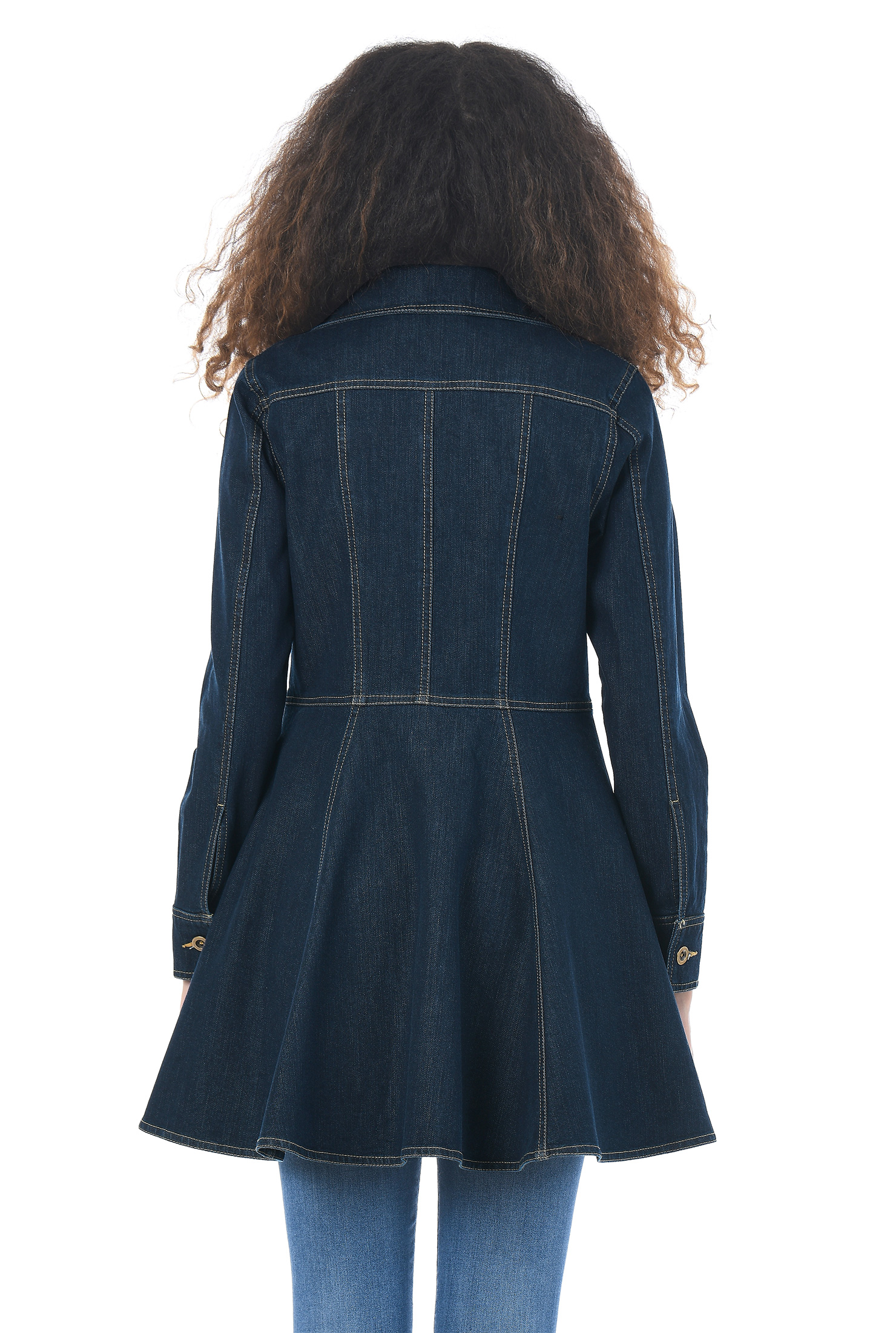Shop Deep indigo denim peplum jacket | eShakti