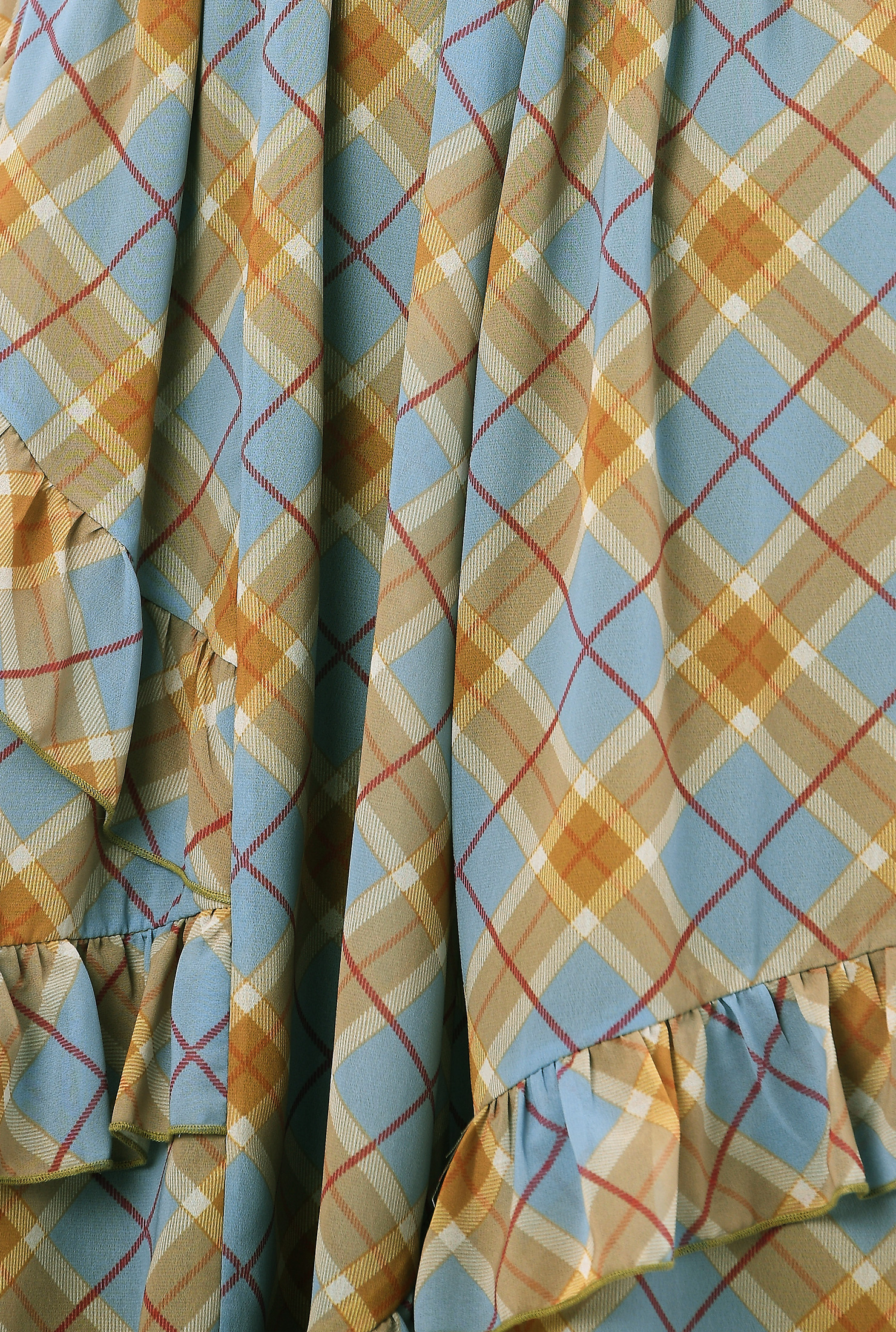 Shop Ruffle plaid print georgette smocked dress | eShakti