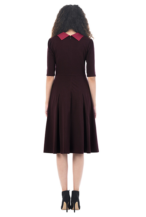 Shop Contrast bow tie cotton knit A-line dress | eShakti