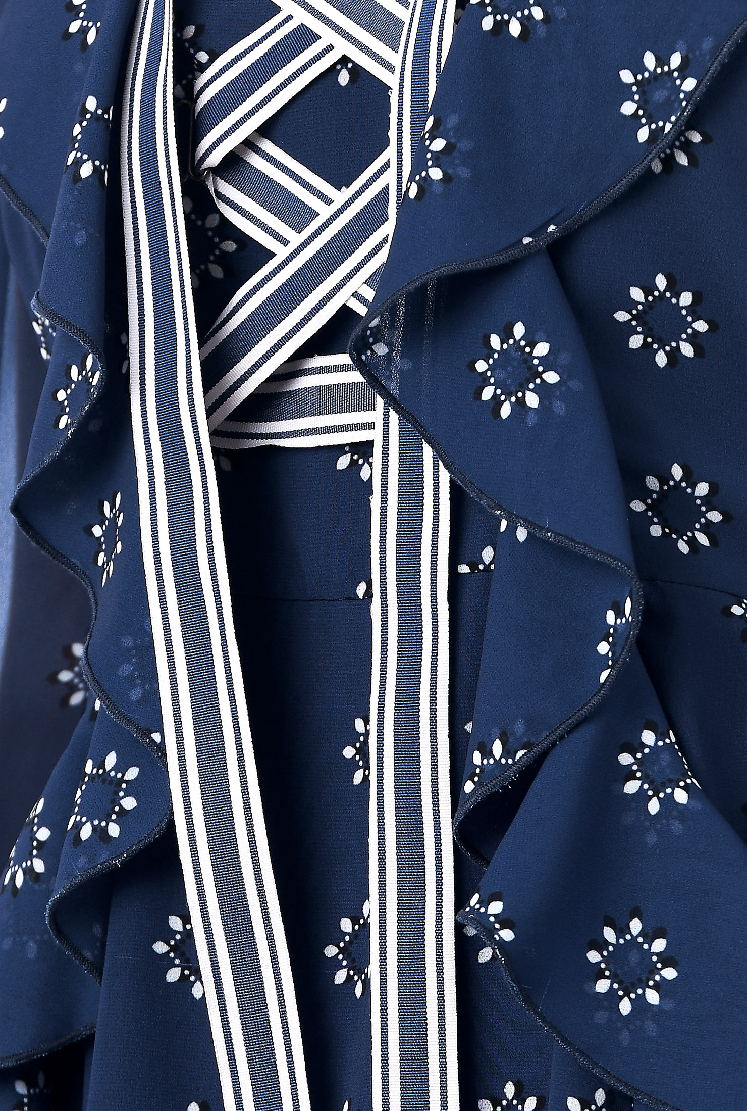 Shop Lace-up graphic print georgette ruffle dress | eShakti