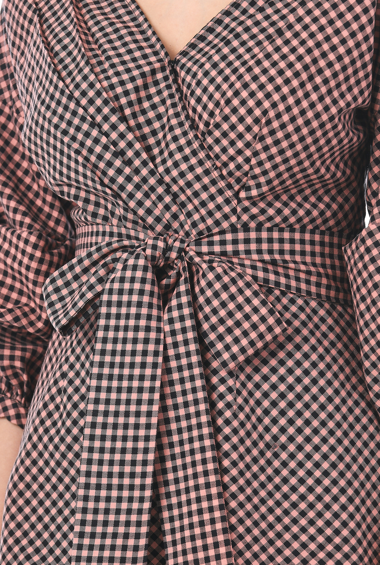 Shop Statement sleeve cotton twill check top | eShakti