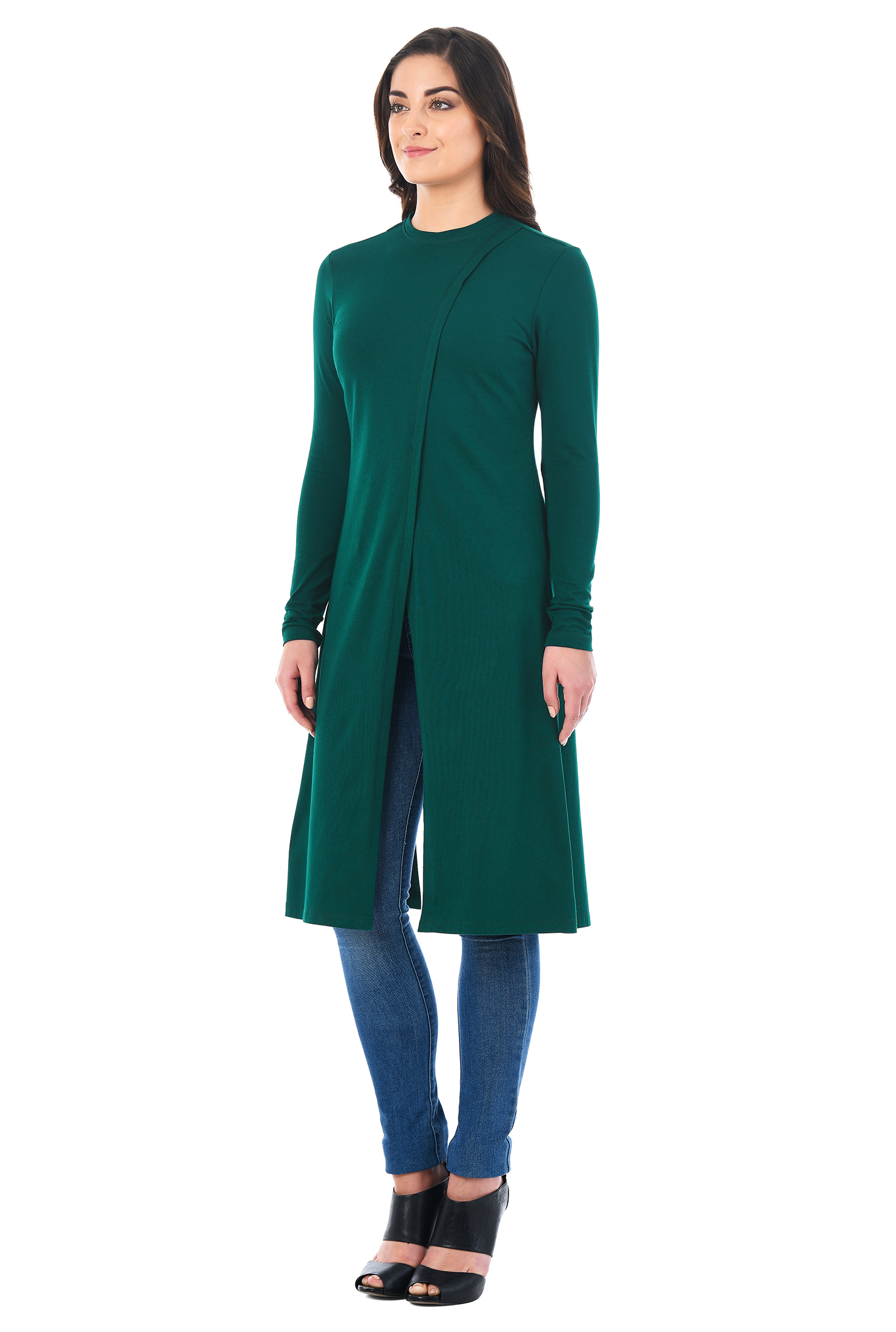 Shop Cotton knit cross front jacket | eShakti