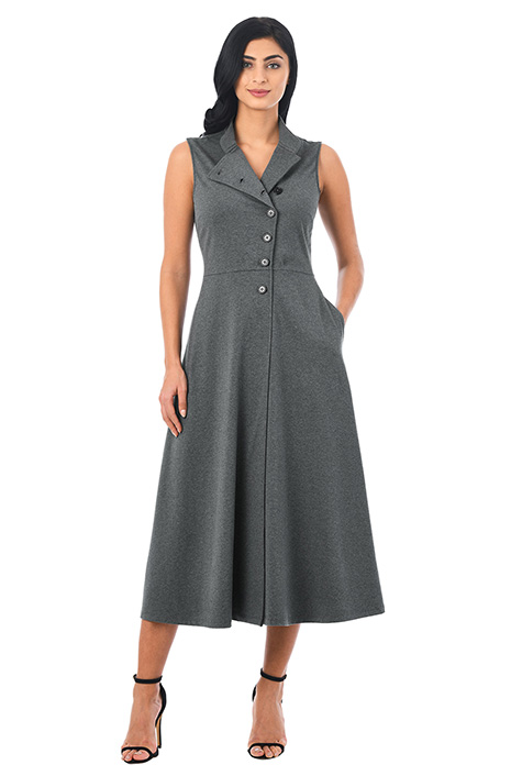 Shop Side button cotton knit A-line dress | eShakti