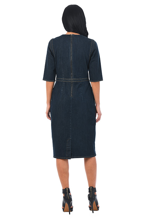 Shop Heart embellished denim sheath dress | eShakti