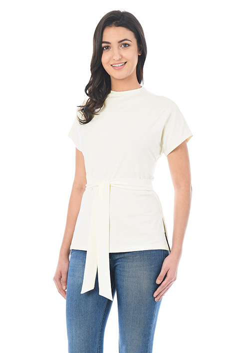 Shop Cotton knit sash tie top | eShakti